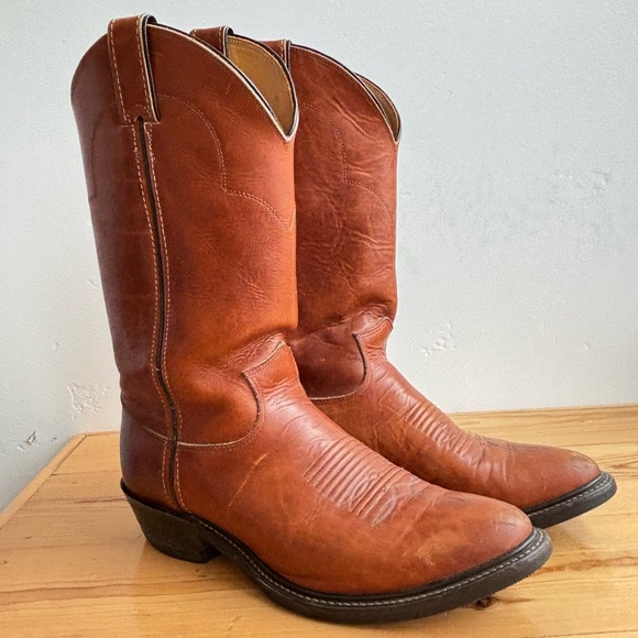 Justin Boots | Shoes | Justin Mens Brown Leather Cowboy Western Boots ...